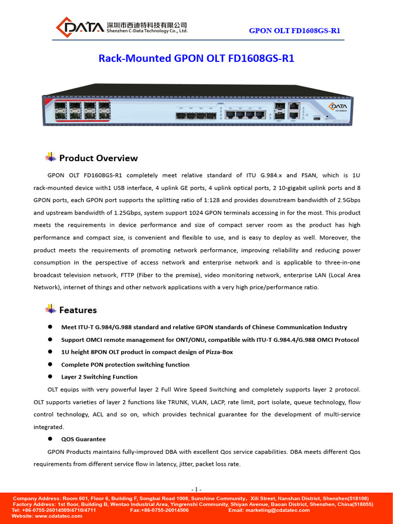FD1608GS-R1 Datasheet-V1.0 | PDF | Computer Network | Telecommunications Standards