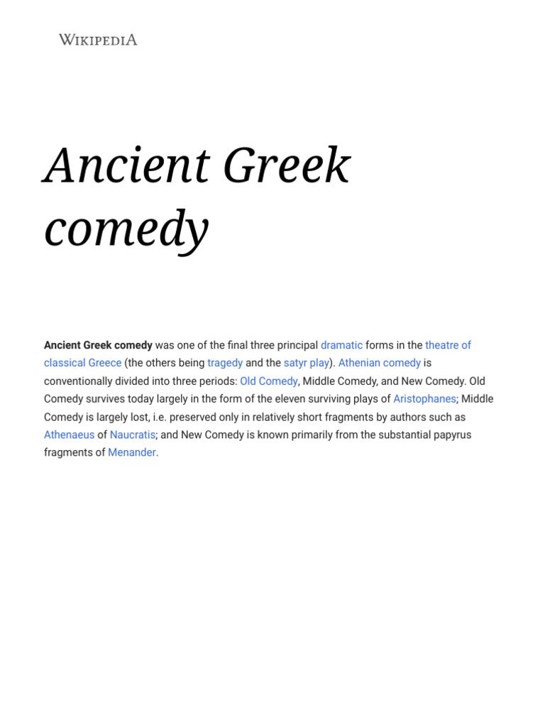 Ancient Greek Comedy - Wikipedia | PDF | Ancient Greek Writers ...