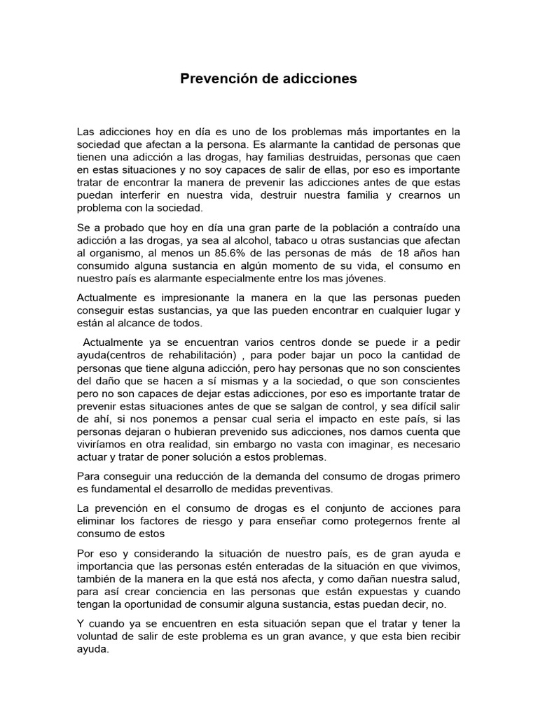 Prevención de Adicciones: Claves y Soluciones | PDF | La dependencia de sustancias