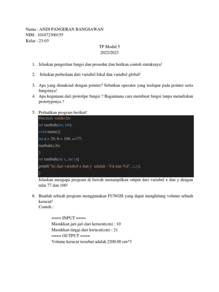 TP Modul 5 Andi Pangeran Bangsawan | PDF