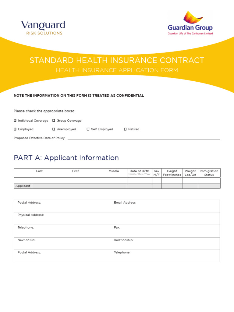 Health Insurance Application Form | PDF | Heart | Liver