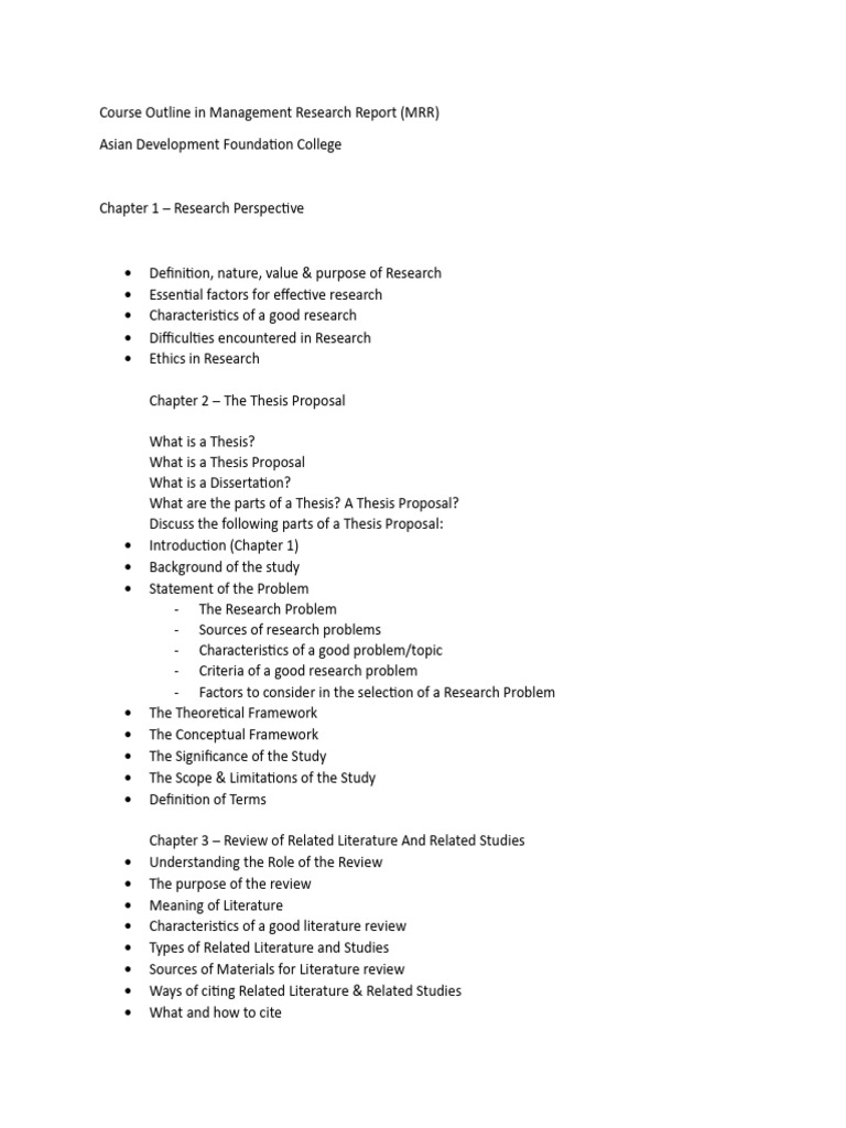 MRR Course Outline 4 | PDF | Data | Statistics