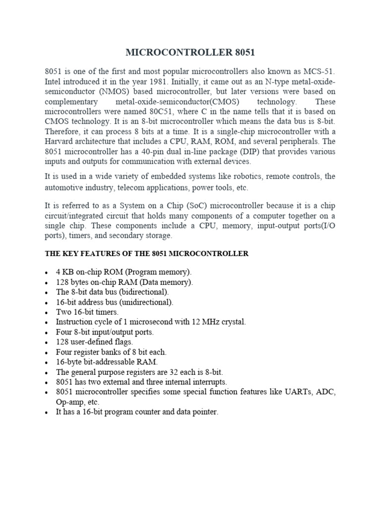 Microcontroller 80511 | PDF | Microcontroller | System On A Chip