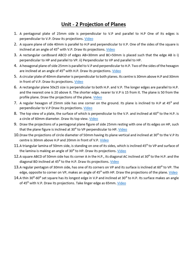 EG Unit - 2 Projection of Planes | Download Free PDF | Perpendicular | Polytopes