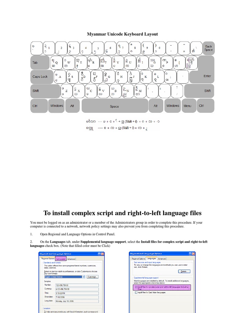 Myanmar Keyboard Layout | PDF