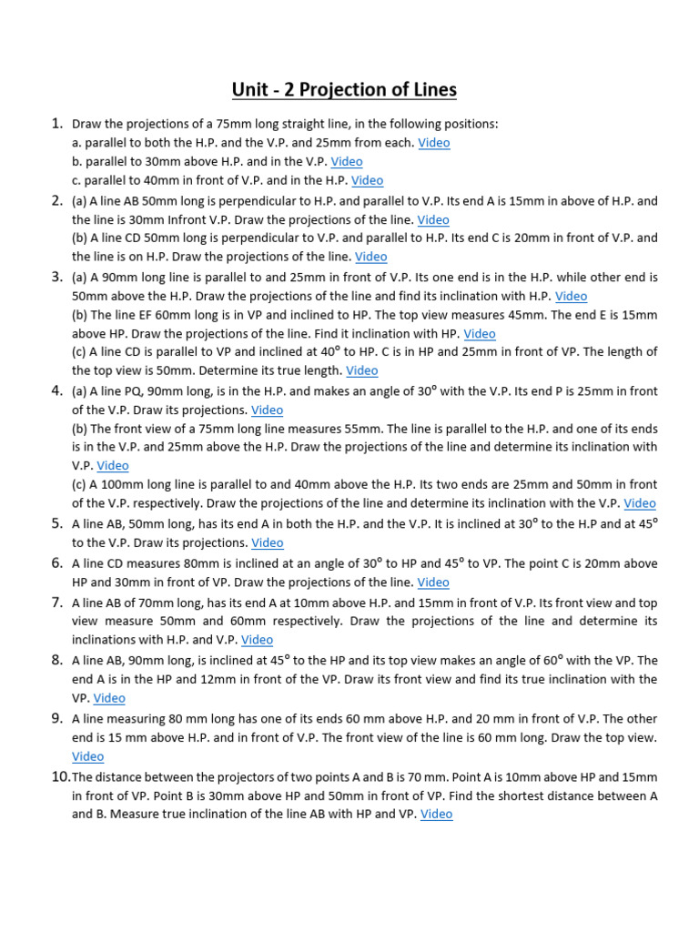EG Unit - 2 Projection of Lines | PDF | Elementary Geometry | Euclidean Geometry