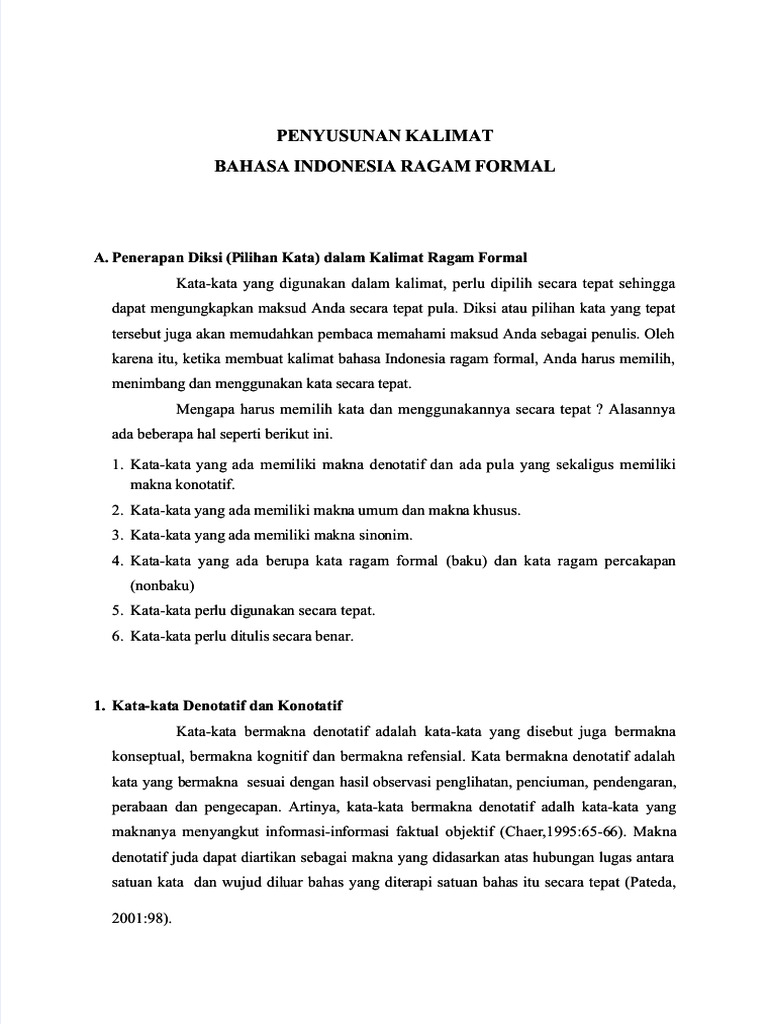 Penyusunan Kalimat Bahasa Indonesia Ragam Formal | PDF