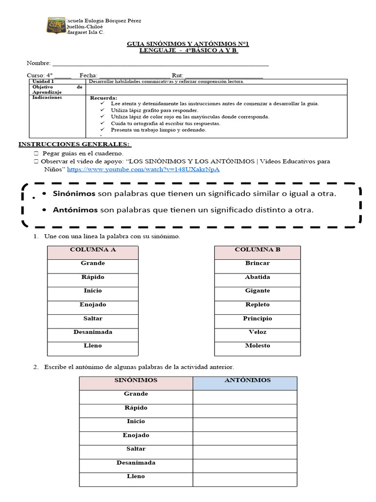 Guia Sinónimos y Antónimossufijoslengmargaret | PDF | Lingüística ...