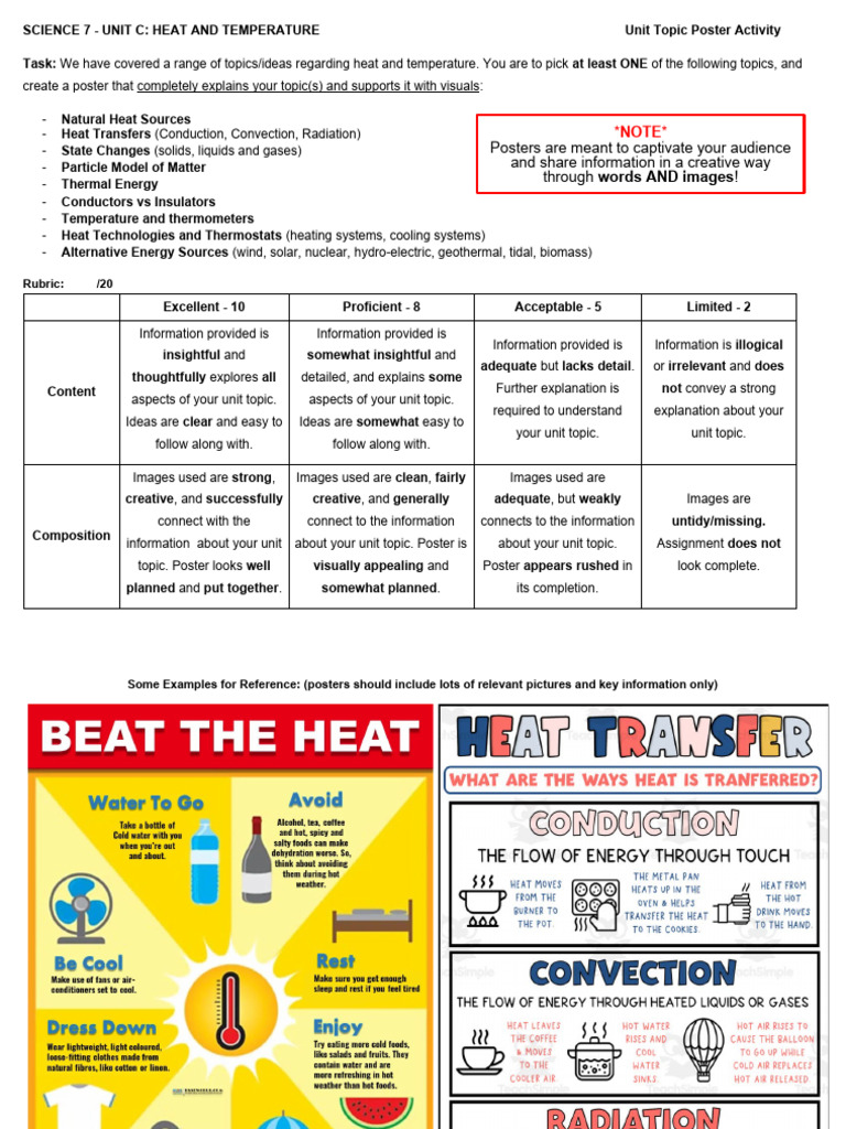 Heat and Temperature Poster Guide | PDF | Heat | Heat Transfer