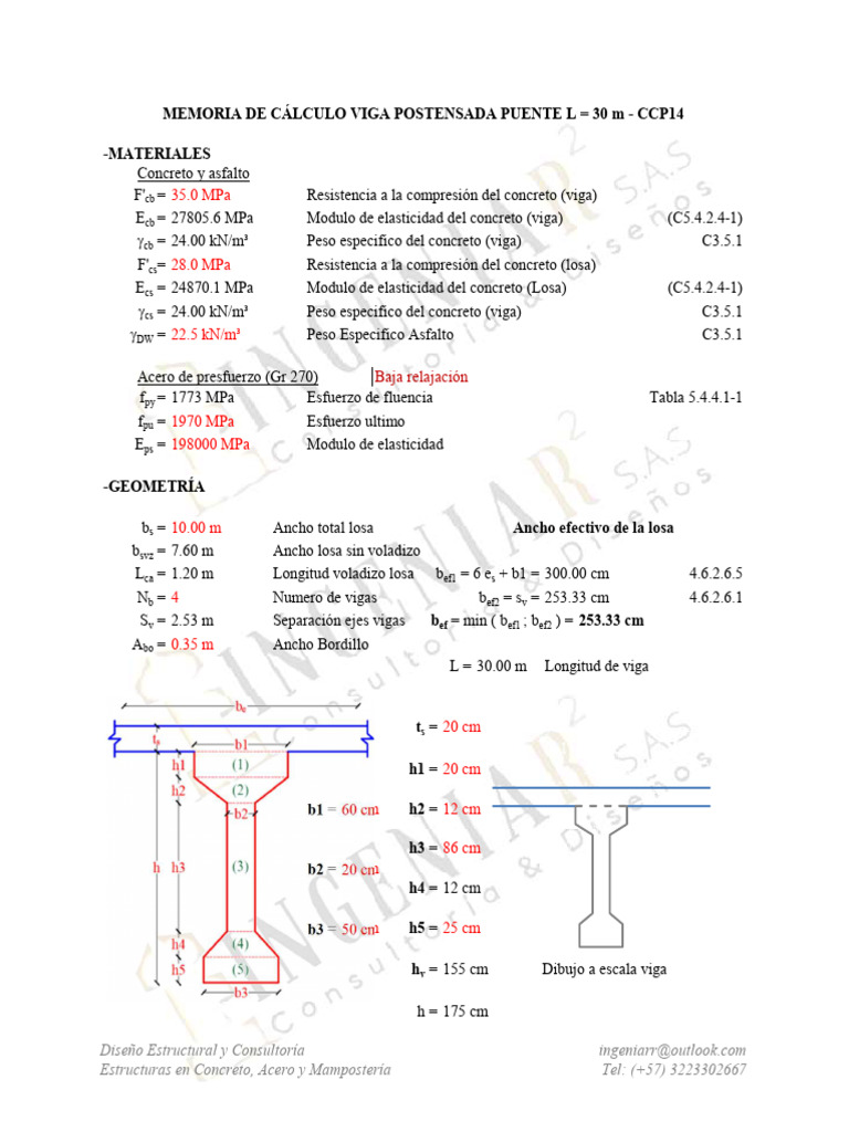 Viga Postensada Puente en Dos Etapas L 30 m CCP14 1720896081 | PDF ...