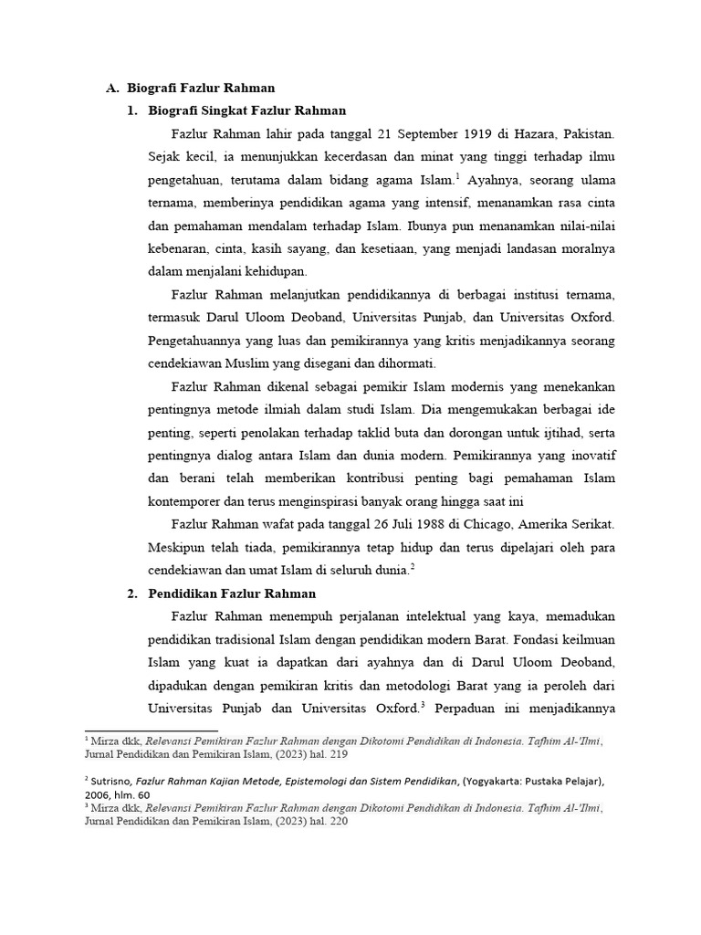 Biografi Fazlur Rahman | PDF