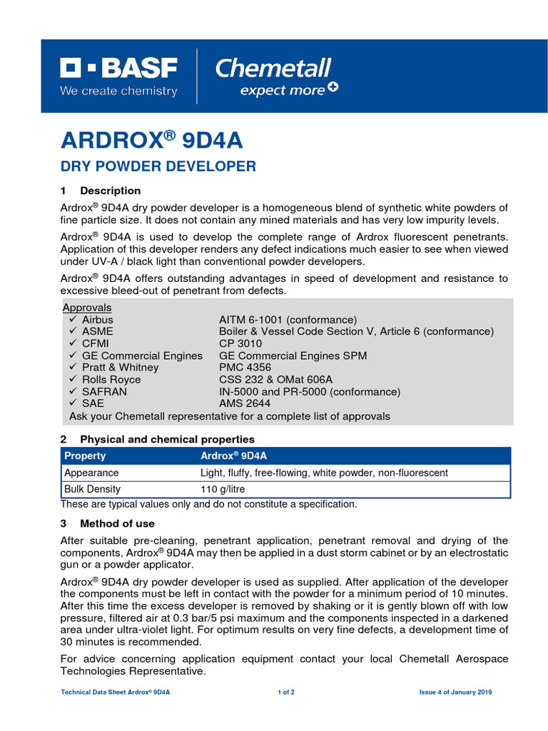 Ardrox 9D4A Develpoper TDS - 00000117 - 1 - DE - EN | PDF | Materials | Secondary Sector Of The ...