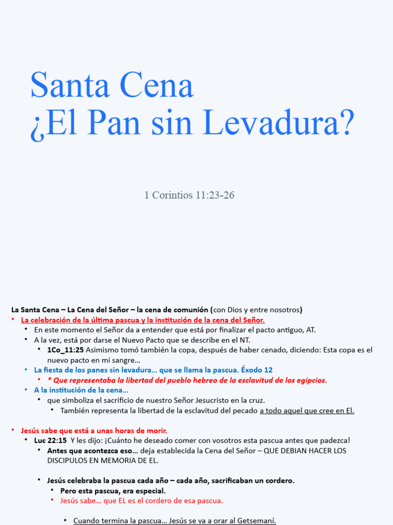 0525 Santa Cena Pan Sin Levadura | PDF | eucaristía | Pascua