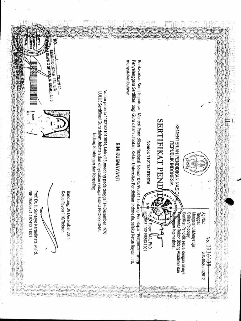 Sertifikat Pendidik Rini K. | PDF