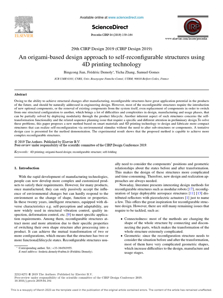 An origami-based design approach to self-reconfigurable structures ...
