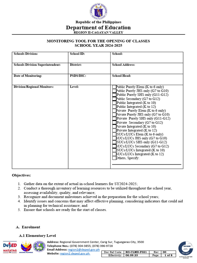 BOSY SY 2024 2025 M AND E TOOL Corrected | PDF
