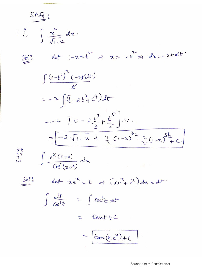 Integration Ex 1.2 - SAQ | PDF