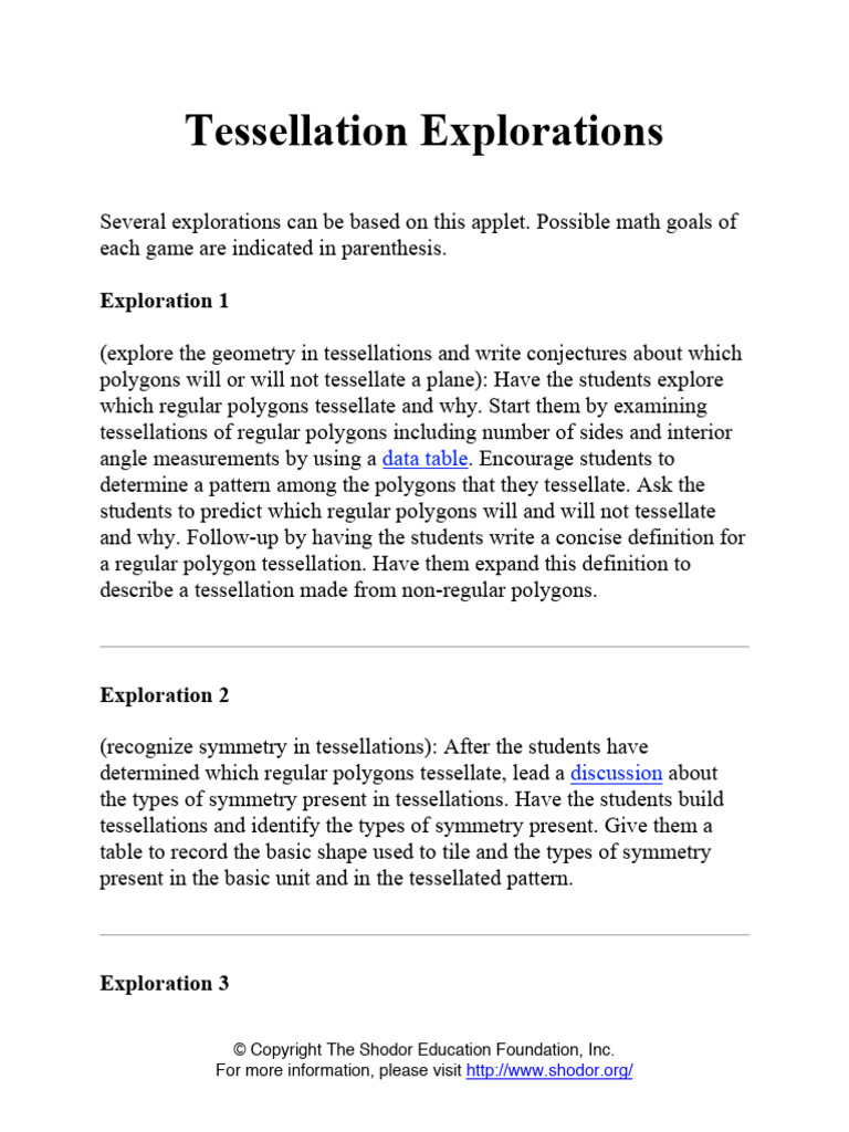 Tessellation Explorations | PDF | Pattern | Symmetry