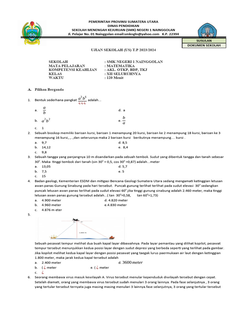 Soal Susulan Ujian Sekolah | PDF