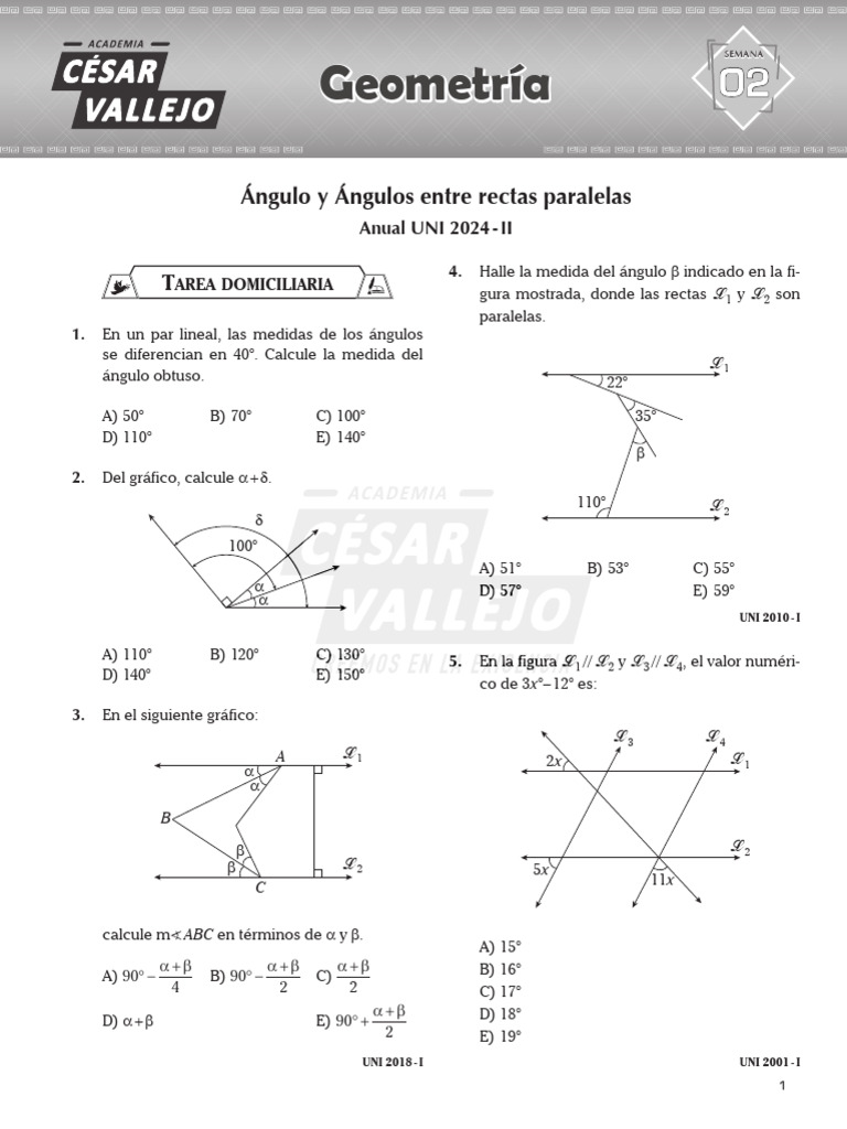 G Auni Dom Sem02 | PDF | Geometría Elemental | Geometría euclidiana