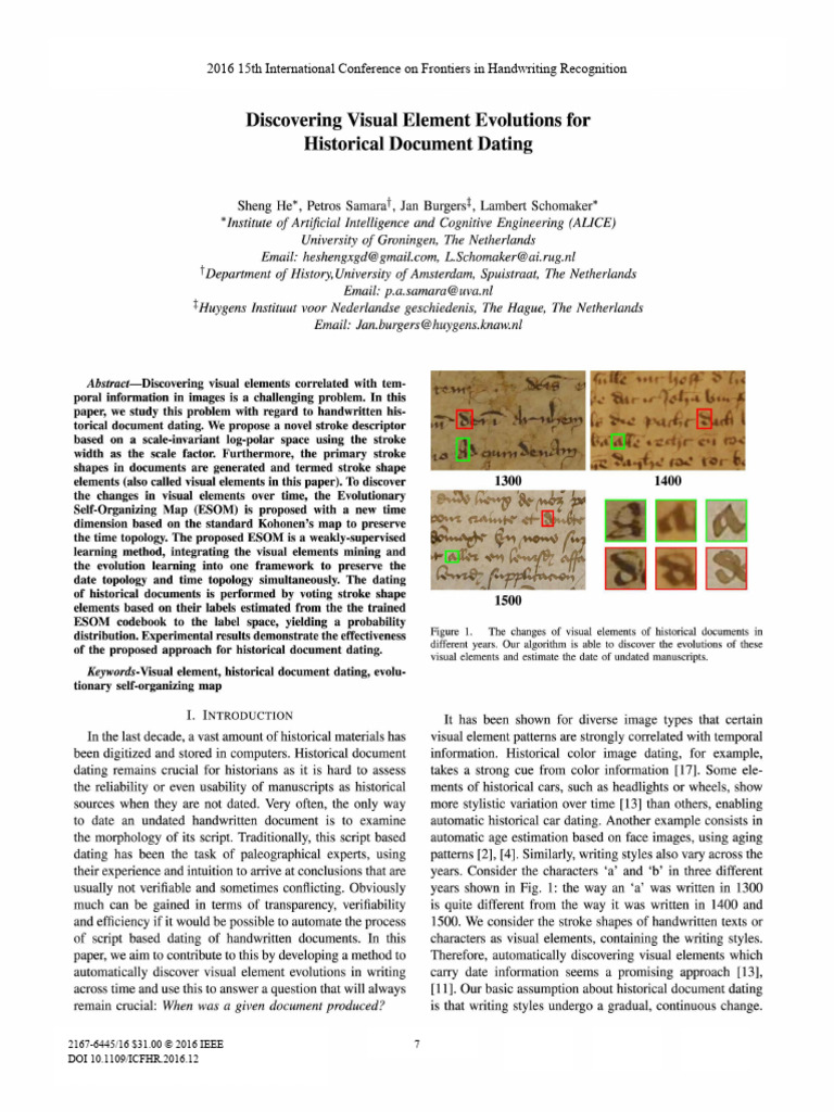 Discovering Visual Element Evolutions For Historical Document Dating ...