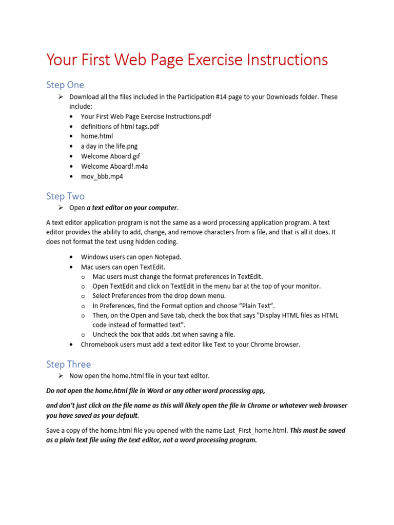 Your First Web Page Exercise Instructions Revised | PDF | World Wide Web | Internet & Web