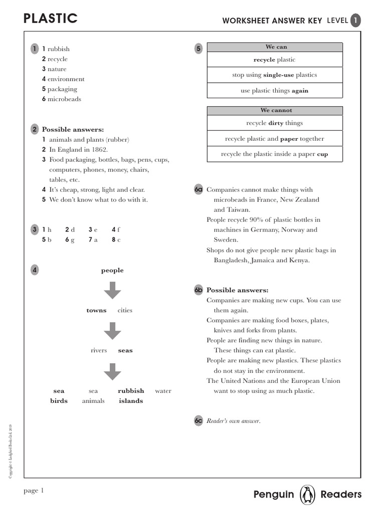 PR PLASTIC WorksheetAnswerKey | PDF | Plastic | Recycling