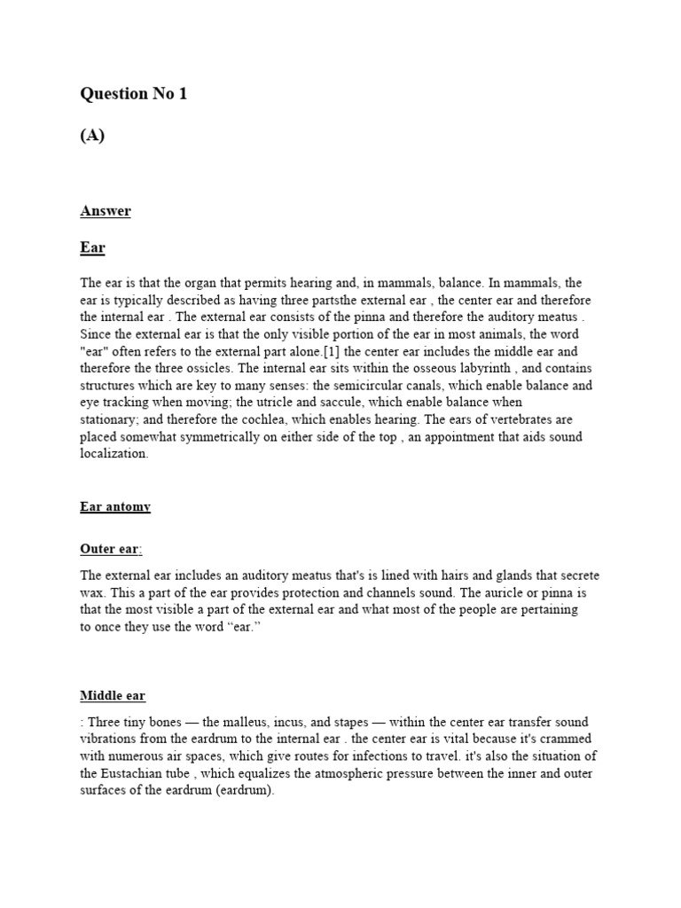 Example of Mcqs of MLT | PDF | Ear | Hearing
