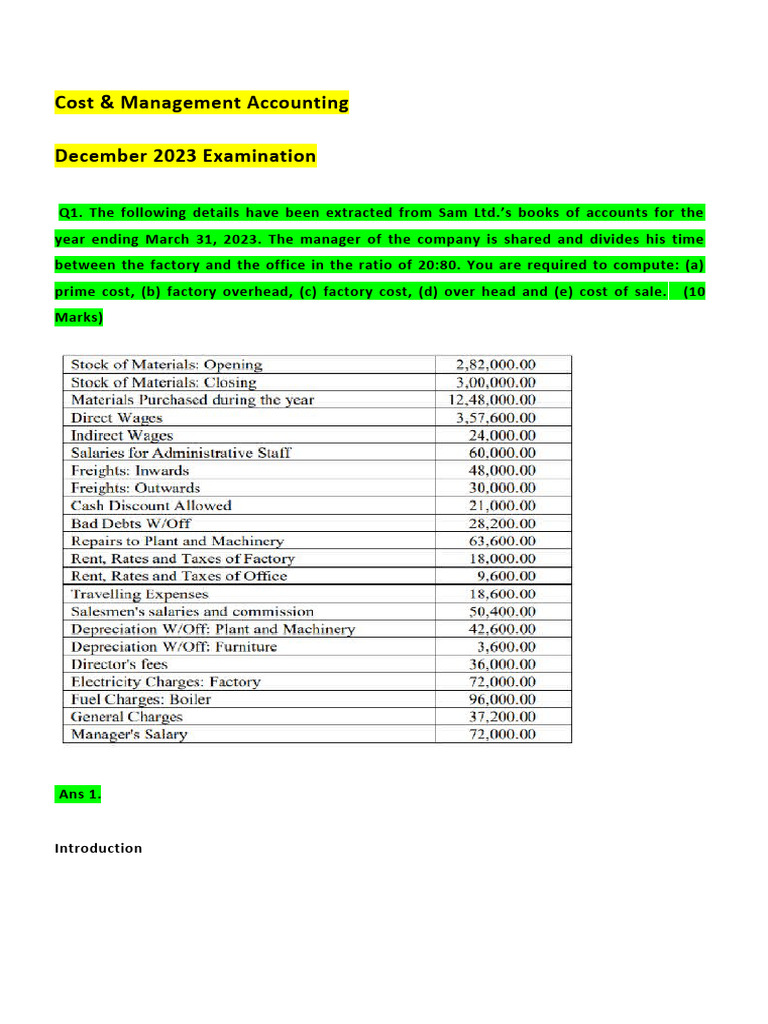 Cost and Management Accounting Ab1 | PDF | Cost Accounting | Turnover (Employment)