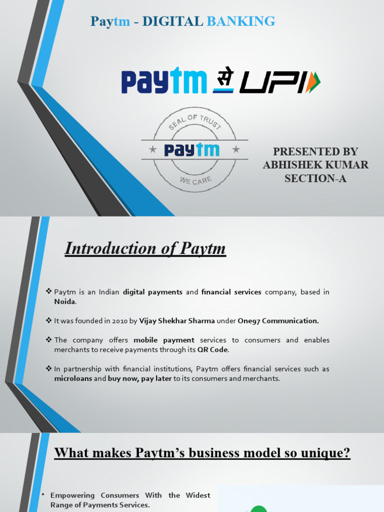 Paytm by Abhishek Kumar Section A | PDF | E Commerce | Banking Technology