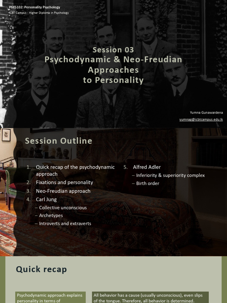 Session 06 - Psychodyanmic & Neo Freudian Approach | PDF ...
