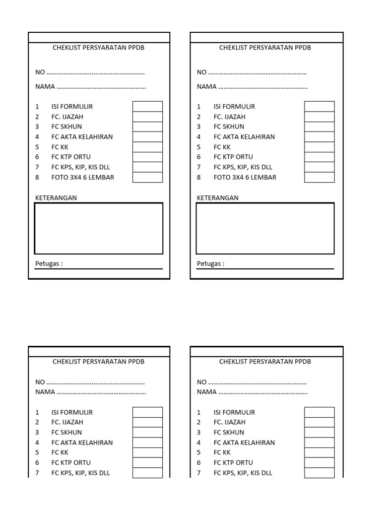 Checklist Persyaratan PPDB 2023 | PDF