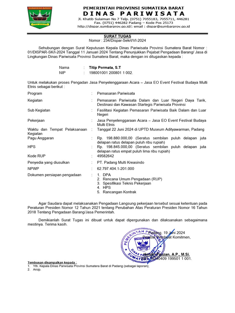 Surat Tugas PP Multi Etnis | PDF