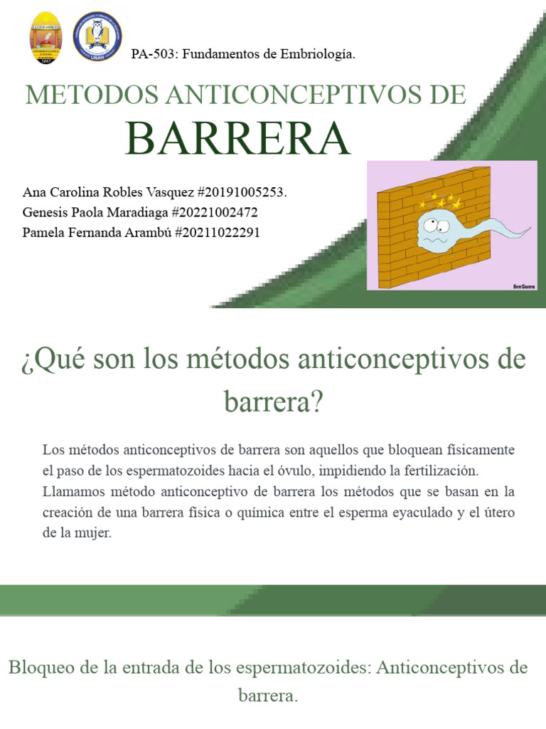 Métodos Anticonceptivos de Barrera | PDF | Condón | Control de la natalidad