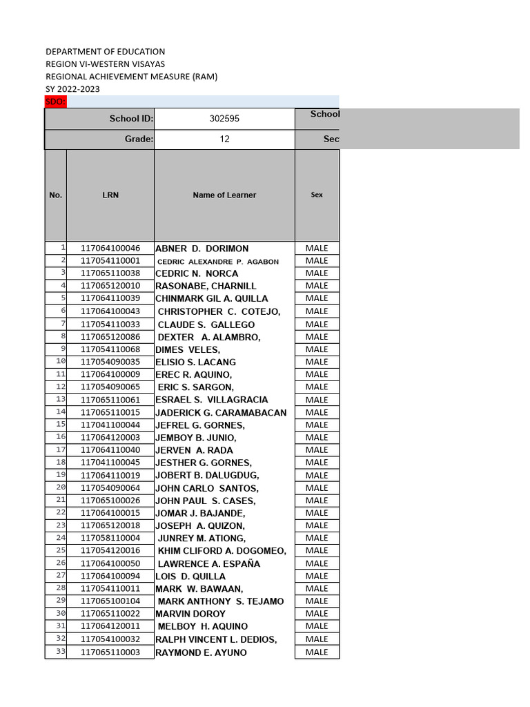 Class-Scoresheet - SHS - v2.0 FINAL | PDF | Mathematics | Statistics