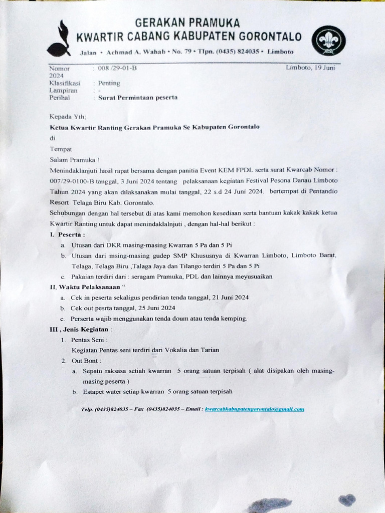Surat Resmi Kwarcab | PDF