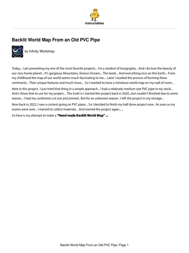 Backlit World Map From An Old PVC Pipe | PDF | Pipe (Fluid Conveyance ...