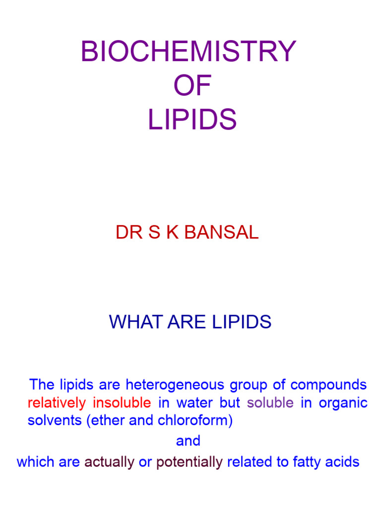 Lipid Biochemistry SKB | PDF | Lipid | Fatty Acid
