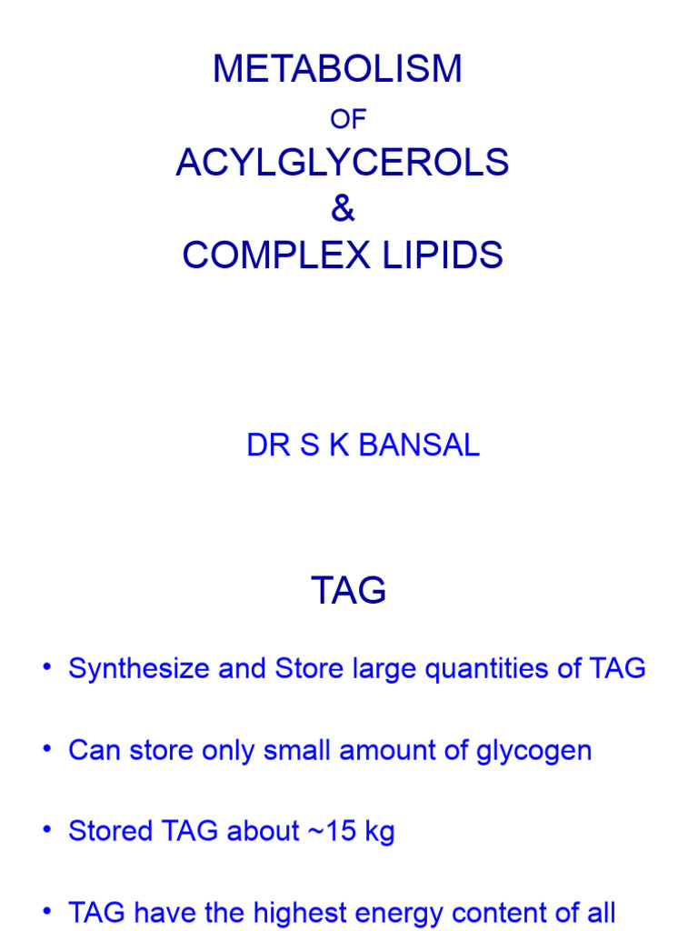 Metabolism of Acylglycerol and Complex Lipids | PDF | Biosynthesis ...