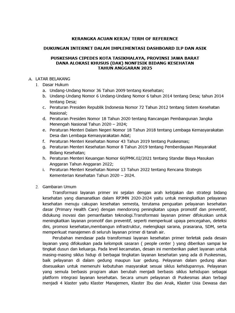 Tor Dak NF 2025 - Puskesmas Cipedes - Dukungan Internet DLM ...