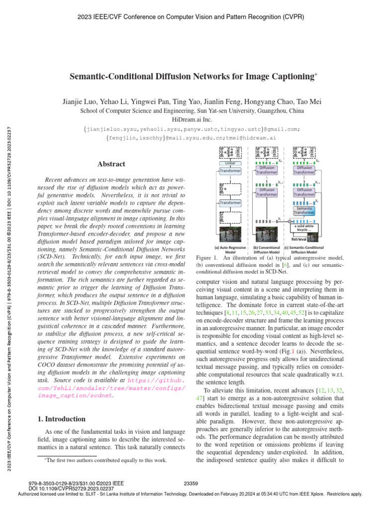 Semantic-Conditional Diffusion Networks For Image Captioning | PDF | Artificial Intelligence ...