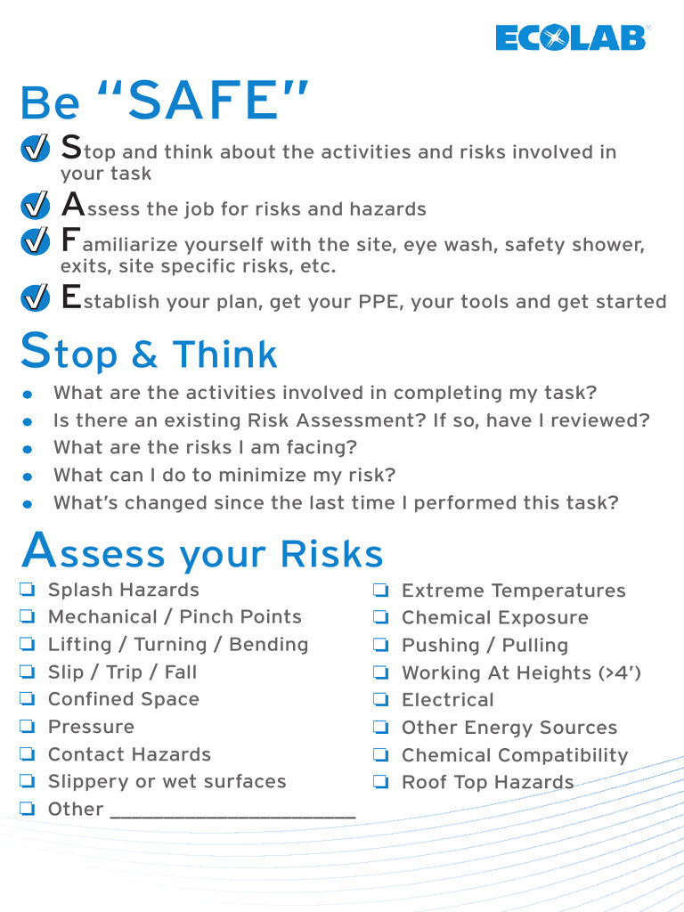 Be Safe Card | PDF | Hazards | Personal Protective Equipment