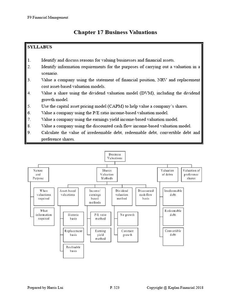 Chapter17-BusinessValuations | PDF | Valuation (Finance) | Dividend