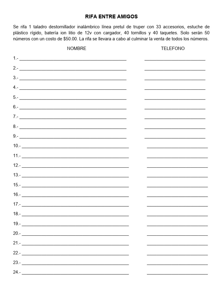 Rifa Entre Amigos | PDF | Finanzas y dinero