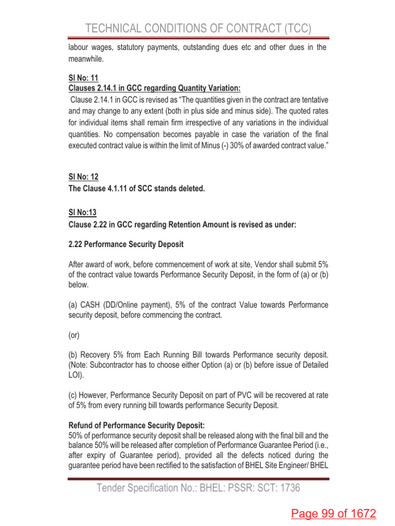 Retention & Retention Release Clause Bhel Udangudi Chimney | PDF ...