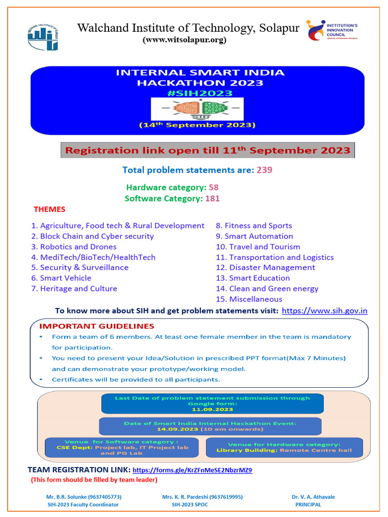 SIH 2023 Problem Statements Overview | PDF | Technology & Engineering