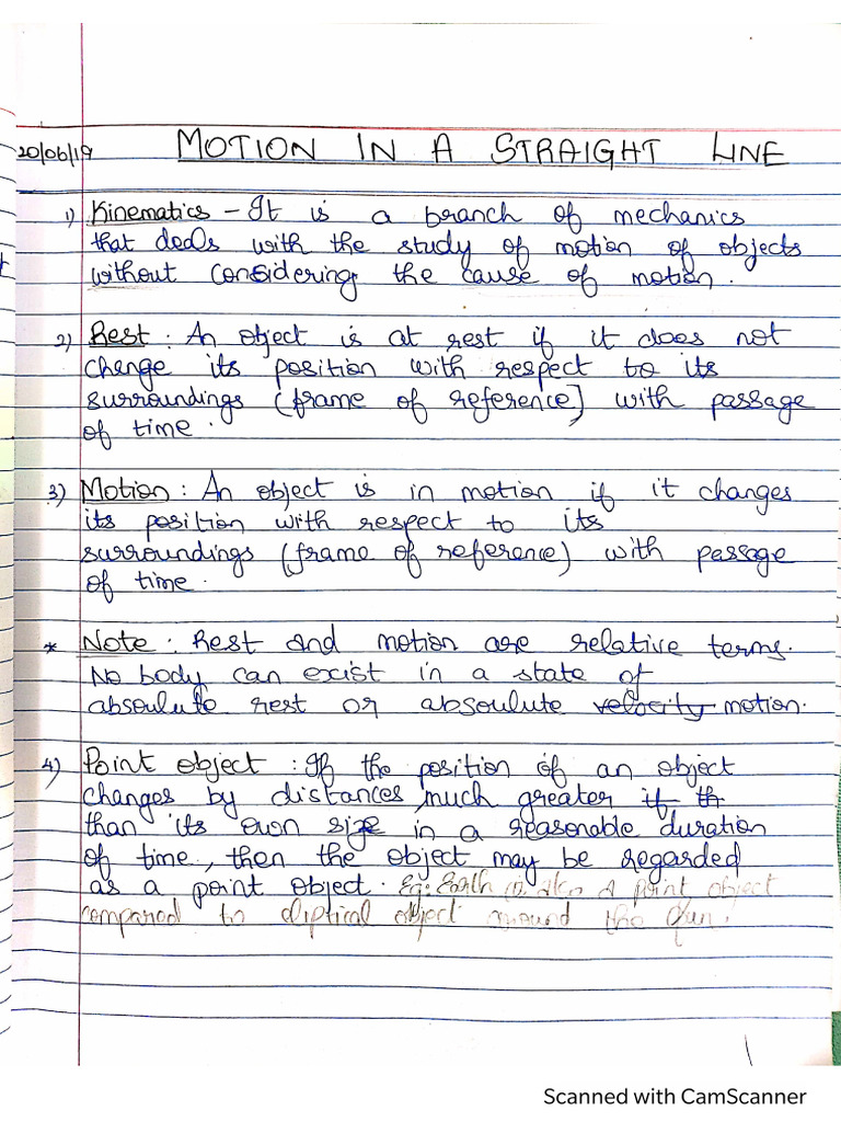 Motion in a Straight Line | PDF