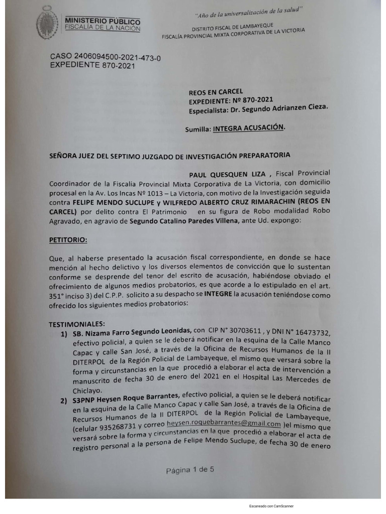 Integra Acusación C.F.870-2021 | PDF