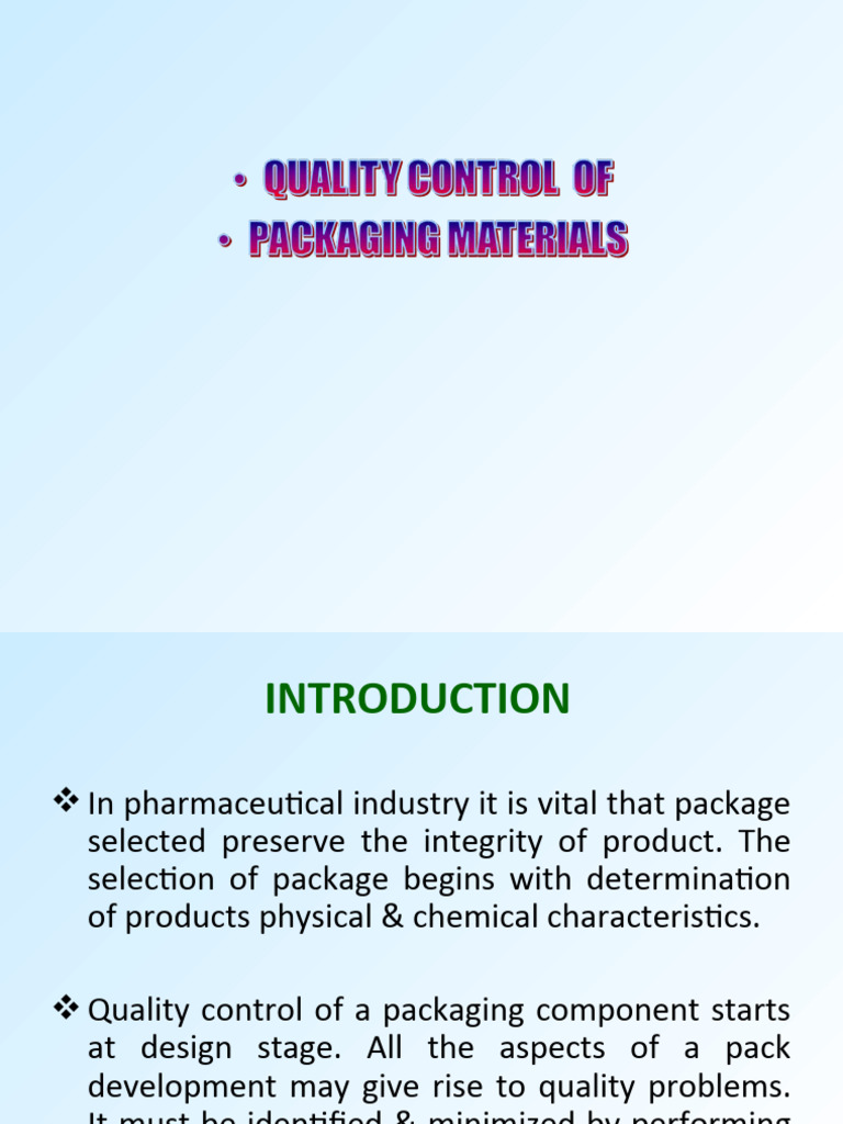 QC of Packaging Materials | PDF | Packaging And Labeling | Paper
