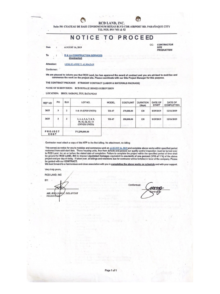 JR No. 2625 Contract | PDF